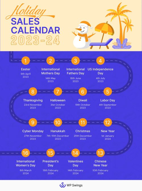 Holiday Sales Calendar for Festive Season 2023 | WP Swings